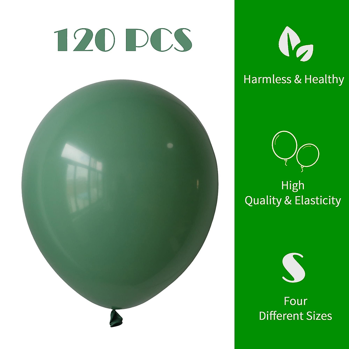 Sage Green Balloon Arch Kit- 120pcs Balloon Garland Kit 18/12/10/5 Inch Latex Balloons for Birthday Decorations Baby shower Wedding Party Balloon (Sage Green, 120PCS 18/12/10/5in)
