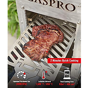GASPRO 1500℉ Quick Cooking Propane Infrared Steak Grill with Foldable Dustproof Panel, 304 Stainless Steel