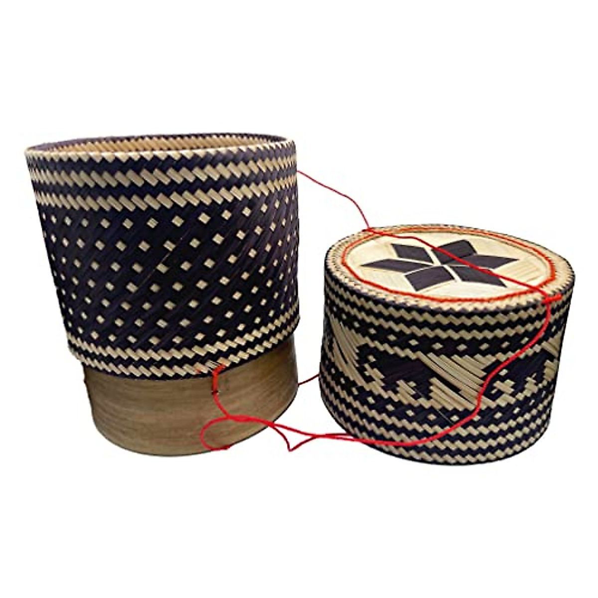 CraftCurl Bamboo Rice Steamer serving Basket kratip Container Handmade Kitchen Decor Elephant Design Handwoven use for serving Sticky Rice in Thai Thailand Laos Asian cuisine(Small size 5 inches)