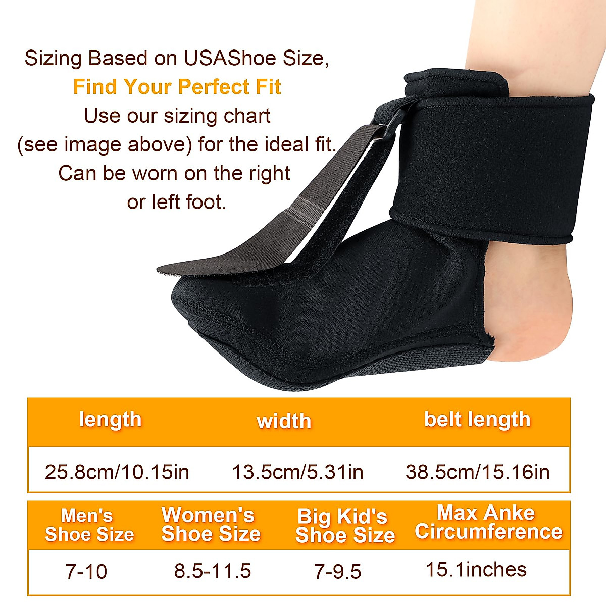 PEUTIER Foot Support Brace, Adjustable Strap Ankle Compression Sock Wrap Night Splint Foot Drop Arch Support Soft Comfortable for Women Men (Medium)