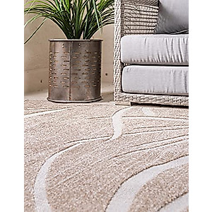 Unique Loom Outdoor Botanical Collection Area Rug - Orlando (5' 1" x 8' Rectangle, Beige/ Cream)