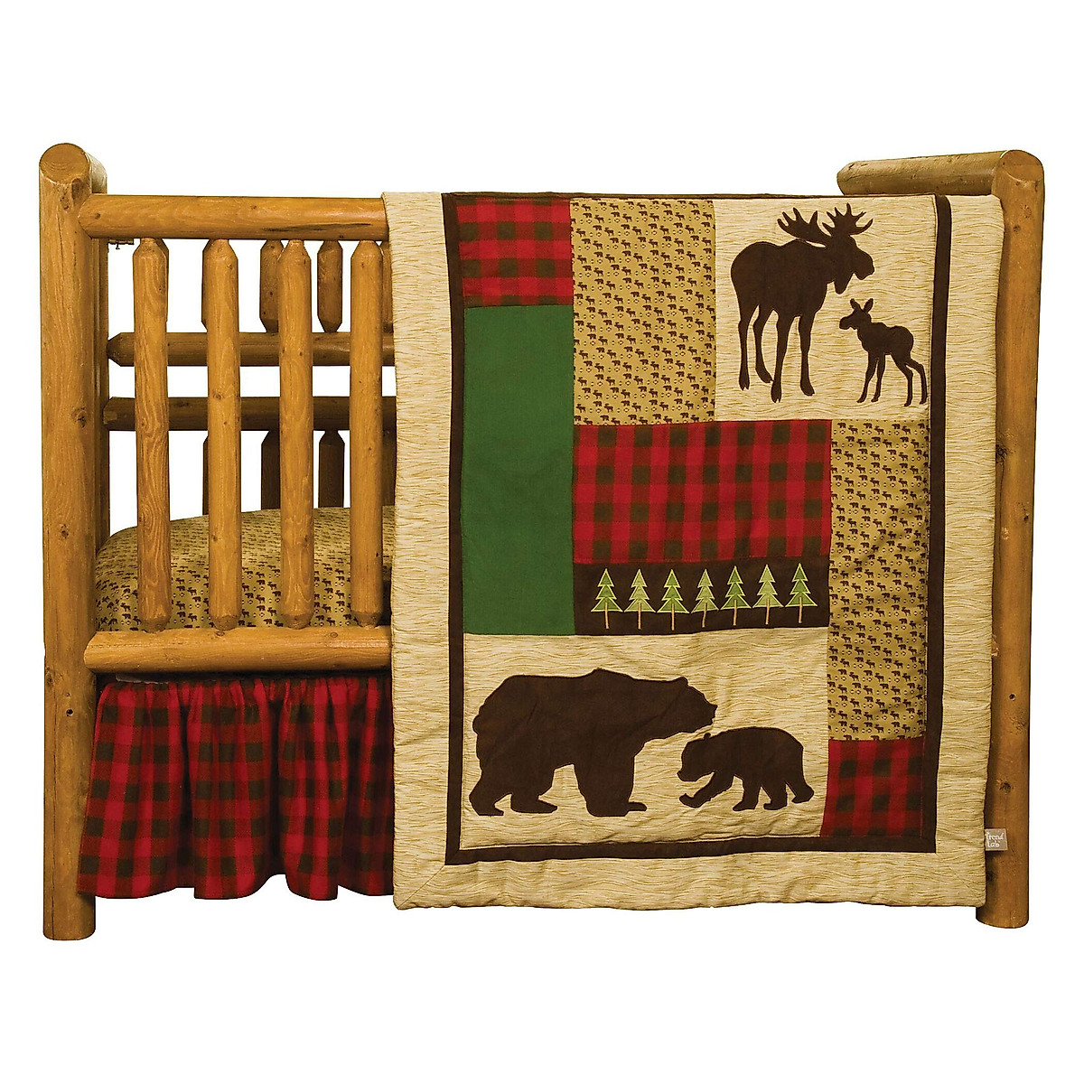 Trend Lab Northwoods 3 Piece Crib Bedding Set, Can Be Used As A Blanket Or A Playmat for Tummy Time, Includes Quilt, Fitted Crib Sheet and Skirt
