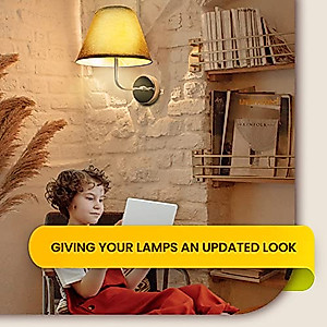 Lamp Shades Set of 2 Lampshades for Table Lamp Floor Lamps, 10x8.5x6.5" Gray Linen Lamp Shade Replacement Medium Fabric Lampshade Easy Assembly Lamps Shades