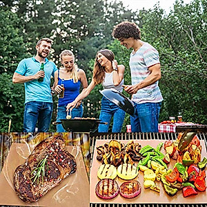 KOLIFEGOODS Grill Mat, 5PCS BBQ Baking Mat Non-Stick Reusable Cooking Sheets for Gas Grills Outdoor Grill with 2 Silicone BBQ Brushes, 15.75 x 12.99 Inches Gold