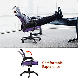 Topeakmart Executive Office Desk Chair Ergonomic Mesh Back Office Chair Adjustable Work Chair with Lumbar Support and Swivel Rolling Wheels for Home Office Conferecne Roon and Study, Purple