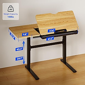 FLEXISPOT Electric Drafting Table Adjustable Height Standing Drawing Desk Extendable Top Craft Workstation w/Tilting Tabletop, Storage Drawer for Study, Office, Studio, Art, Adult & Kid, 47.2"x23.6"