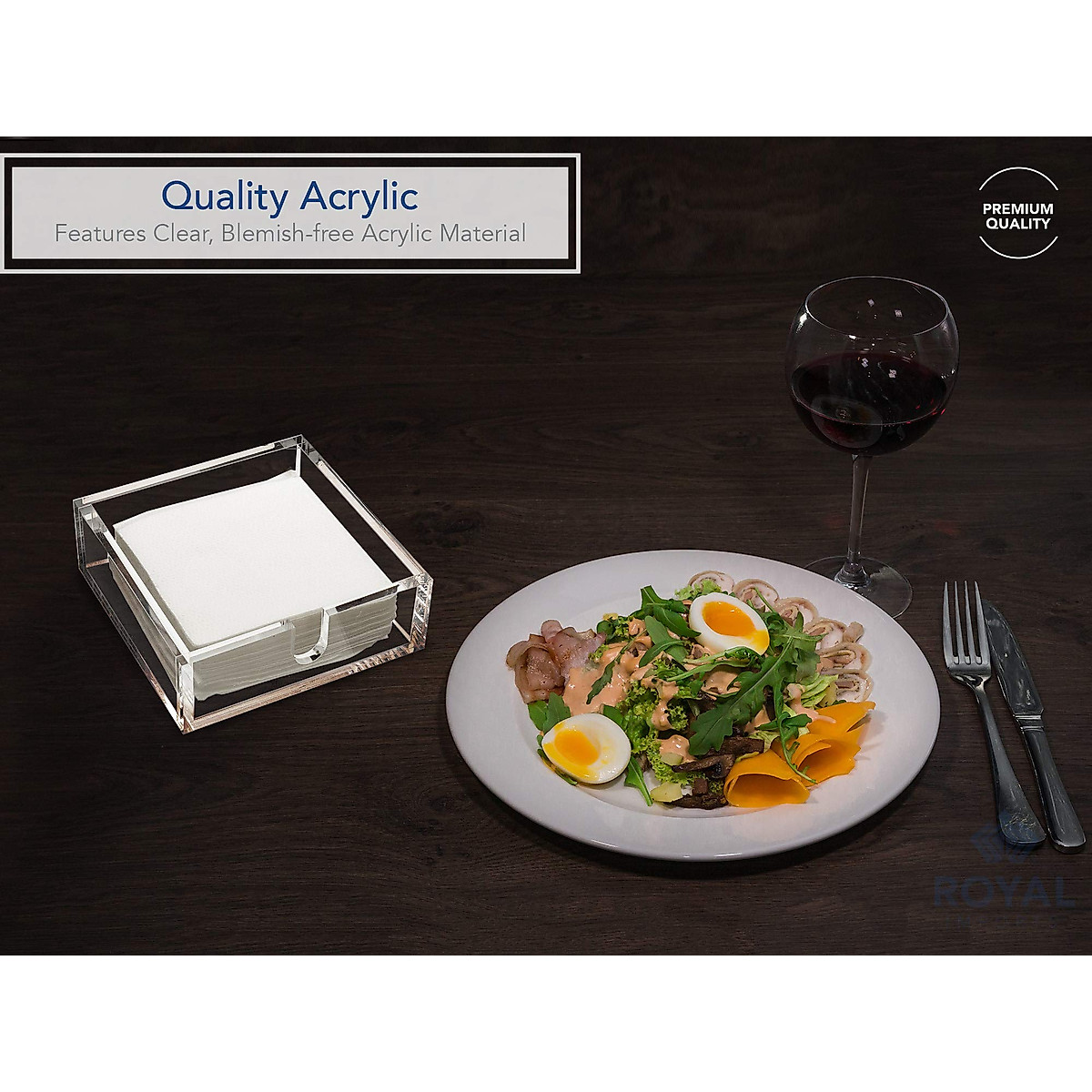 Royal Imports Acrylic Guest Towel Napkin Holder, Clear Fancy Paper Hand Napkin Tray Caddy Storage for Buffet, Kitchen, Dining, Bathroom, Party, 6"x10"x2.5"