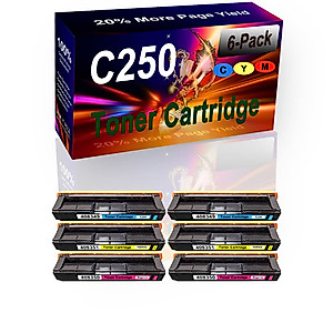 SINIYA 6-Pack (2C+2Y+2M) Compatible M C250FWB M C250 Toner Cartridge Replacement for Ricoh C250(408349 408351 408350) Printer Toner Cartridge