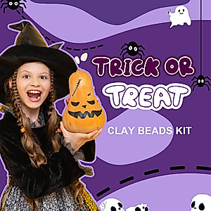 7200pcs Halloween Clay Beads Bracelet Making Kit, 10 Orange Purple Black Halloween Beads for Jewelry Making, Friendship Bracelet Kit Halloween Decorations Party Favors Crafts Gift for Women Adults