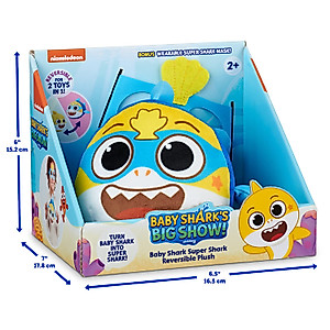 WowWee Baby Shark's Big Show! Reversible Plush Baby Shark Turns Into Super Shark – Flip Plushie Toys for Toddlers