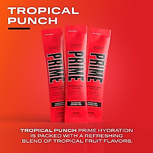 PRIME HYDRATION+ Sticks Tropical Punch | Hydration Powder Single Serve Sticks | Electrolyte Powder On The Go | Low Sugar | Caffeine-Free | Vegan | 6 Sticks