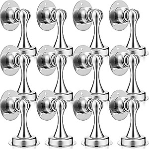 12 Pieces Magnetic Door Stoppers Magnetic Door Stops Stainless Steel Door Catch Door Holder No Drilling with Double Sided Adhesive Tape Screws for Stronger Wall Floor Mount