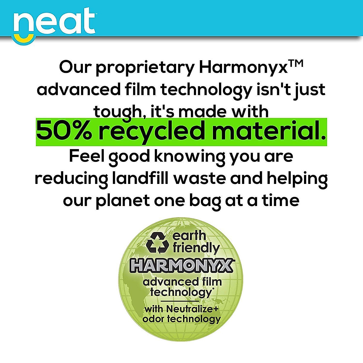 Neat Tall Kitchen 30 Gallon Drawstring Trash Bags - (25 COUNT) - Triple Ply Fortified, Eco-Friendly 50% Recycled Material, Neutralize+ Odor Technology, Reversible Black and White Garbage Bags