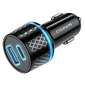 USB C Car Charger,QGeeM 42.5W Car Charger Adapter with Power Delivery & Quick Charge 3.0 USB Car Charger 2 Port Fast Charging Compatible for iPhone13/12/11 Pro/Max/XR/XS,iPad Pro/Air,Galaxy S21/10/9