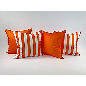 Ensperta Pack of 2 Outdoor 20&#039;&#039;x20&#039;&#039; Solid Waterproof Orange Throw Pillow Covers Decorative Square Patio Pillows for Patio Furniture