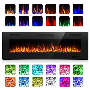 Antarctic Star 50 Inch Electric Fireplace in-Wall Recessed and Wall Mounted, Fireplace Heater and Linear Fireplace with Multicolor Flame, Timer, 750/1500W Control by Touch Panel & Remote…