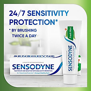 Sensodyne Fresh Mint Sensitive Toothpaste, Cavity Prevention and Sensitive Teeth Treatment - 4 Ounces (Pack of 3)