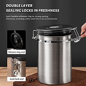 LAMLENT 2800ML Large Capacity Sealed Coffee Maker, Stainless Steel Container with Spoon, Ground Coffee, Beans and Tea, Keep Coffee Fresh,94.7OZ