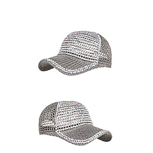 Women Men Studded Rhinestone Crystals Adjustable Ponytail Mesh Baseball Cap Shiny Bling Casual Sports Cap Breathable Sun Hat