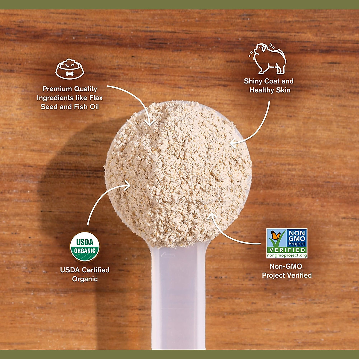 Badlands Ranch - Skin & Coat Canine Supplement w/Omega-3 Fatty Acids, Org. Ingredients, Antioxidant Topper, Nourish Coat &Paws, Joint, Support Shiny Coat & Healthy Skin by Katherine Heigl (30 Scoops)