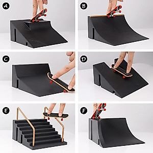 KETIEE Fingerboard Ramps, Finger Skateboard Ramp Set Finger Skatepark Kit with Rail Skateboard Skate Park Kit Fingerboard Skate Set with Skateboards Ramps, 1 Finger Boards for Training - Style B