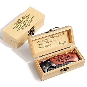 Personalized Engraved Pocket Knife With Gift Box - Custom Knifes For Husband, Boyfriend, Dad, Son, Brother, Uncle, Grandpa As Birthday, Anniversary, Father's Day, Christmas Gifts
