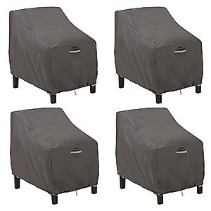 Classic Accessories Ravenna Water-Resistant 38 Inch Deep Seated Patio Lounge Chair Cover, 4 Pack, Patio Furniture Covers