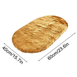 Iseuj Home 23 x 16inch Small Winter Faux Sheepskin Area Rugs Fluffy Artificial Fur Cozy Fuzzy for Bedroom Living Room, Rectangle (Gold)