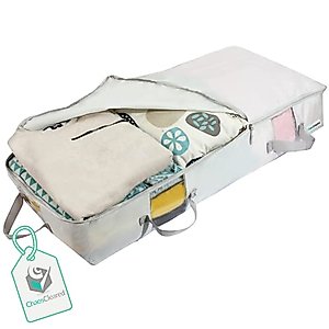 Under Bed Storage Containers for Toys, Clothes, Shoes etc. Underbed Organizer Bag that slides Under the bed without friction or wheels. Low profile 6" height is great for under the couch or other small spaces.