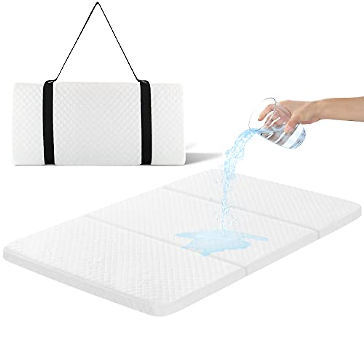 Stuffed®️ Waterproof Pack and Play Mattress, Tri-fold Travel Pack n Play Mattress Pad, Playard Mattresses, Toddler Playpen Mattress, Mini Crib Mattress Nap Mat Foldable, 38 x 26 inch