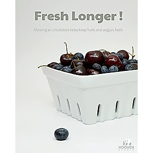 Woouch Ceramic Berry Basket, Square Fruit Bowl With Holes, 5.7" Colander For Kitchen, Cute Small Container For Berries, Strawberry, Grape, Cherry, Rustic Stoneware Décor (White)