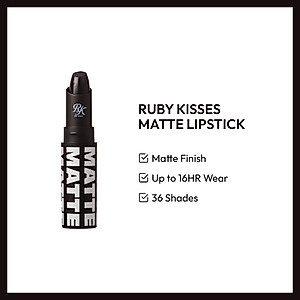 Ruby Kisses Lipstick, Black Color, Matte Finish, Long-Lasting, Highly Pigmented, Smooth Apply, Full Coverage Lip Color Makeup (Blackism)