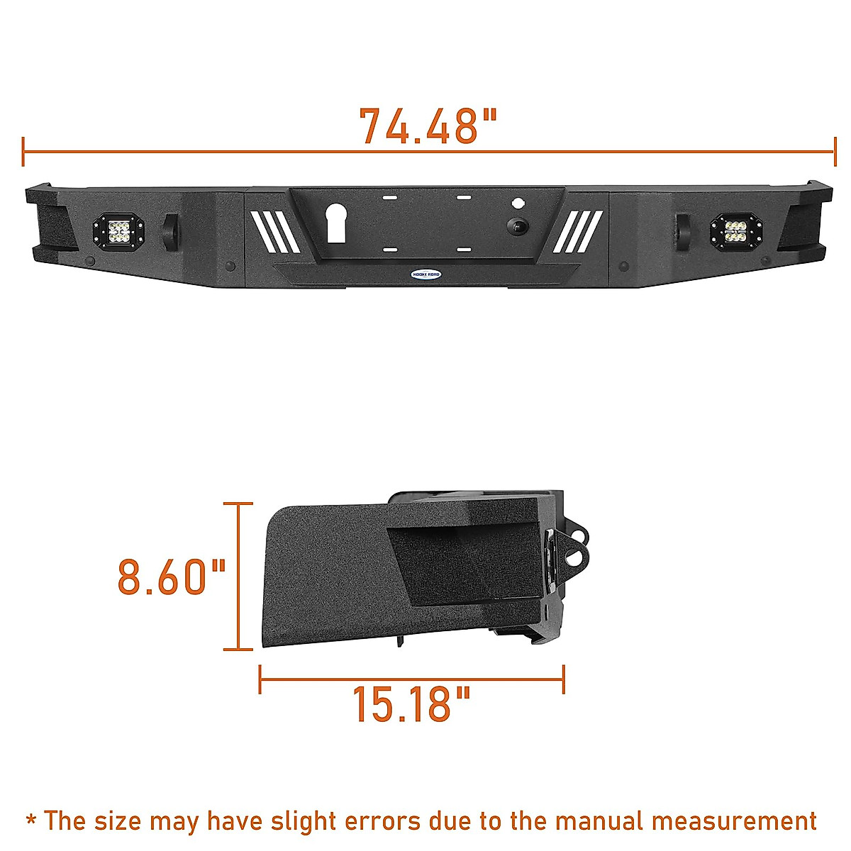 Hooke Road for Ford F150 09-14 Steel Front Winch Bumper + Rear Bumper Compatible with F-150 2009 2010 2011 2012 2013 2014 (Excluding Raptor) Pickup Truck