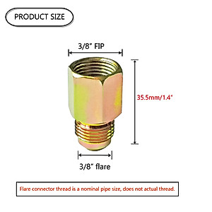 HQMPC Gas Connector Fitting Gas Steel Fitting For Grill Stock, Fire Place U3 3/8"FlareX3/8"FIP 6Pcs