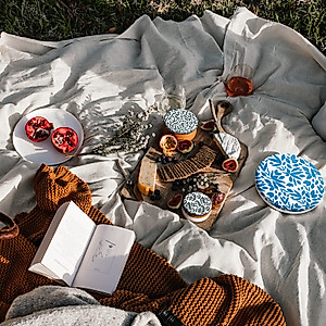 10 Pieces Reusable Bowl Covers Woven Elastic Food Storage Covers Fabric Reusable Food Covers Elastic Bowl Covers Reusable Cloth Bowl Covers for Kitchen Bowls Storage Container, 4 to 12 Inch (Leaves)