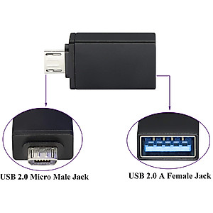 AAOTOKK OTG Micro to USB Adapter, Aluminum Alloy Micro USB Male to USB 2.0 A Female OTG (On The Go) Adapter for Android Smartphone Tablets More USB and Micro Devices (2 Pack-Black)