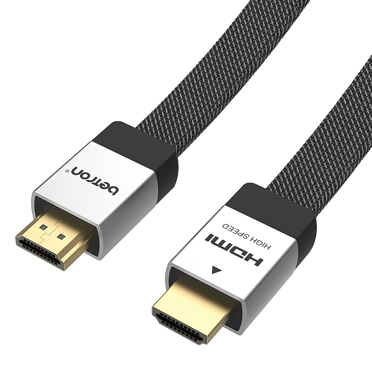 Betron HDMI Cable Flat Braided Cord Support 4K Audio Return Channel and Ethernet 6.5 feet Compatible with Samsung, Sony, LG Televisions