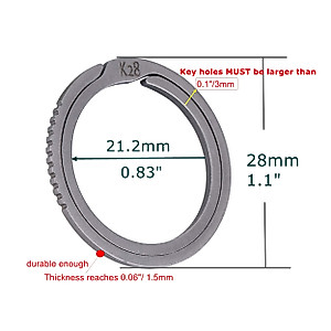 BANG TI Titanium Quick Release Keyrings Side Pushing Operation (5-Pack, K28)