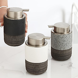 Ceramic Foam Hand Soap Dispenser, 12Oz Countertop Lotion Dispensers for Bathroom with Easy-to-Press Pump, Refillable Liquid Lotion Hand Soap Dispenser, Dish Soap Dispenser for Kitchen