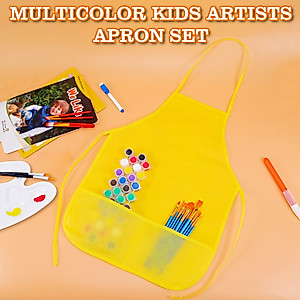 12Pcs Kids Painting Aprons,6 Color Kids Aprons for Painting,Children Painting Aprons Art Smocks with 2 Roomy pockets,Children's Artists Fabric Aprons for Kitchen,Classroom,Crafts&Art Painting Activity