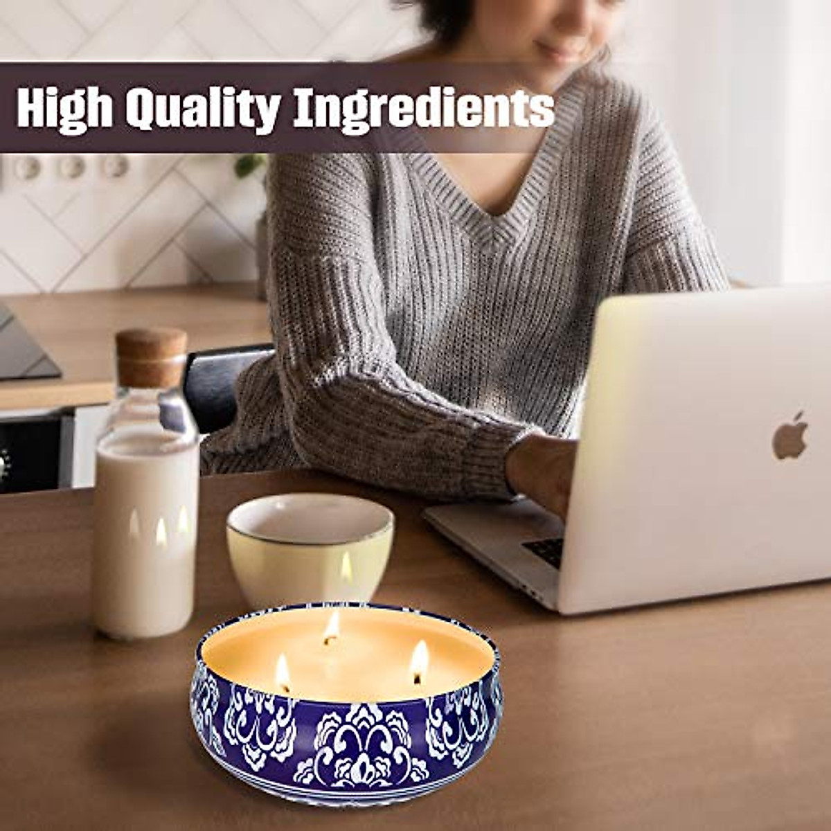 Citronella Candles Outdoor and Indoor 3 x 13.5 Oz,3 Wick Scented Candles Gift Set,Aromatherapy Candles Natural Soy Wax Candle in Portable Travel Tin 3 Pack