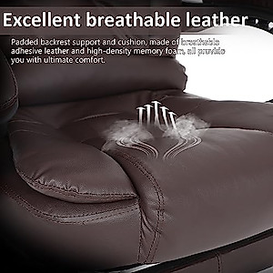 anjsindra Ergonomic Executive Office Chair with Footrest, PU Leather Task Chair with High Back Adjustable Height Modern Desk Chair, Black (Ergonomic Executive Office Chair, Amber)