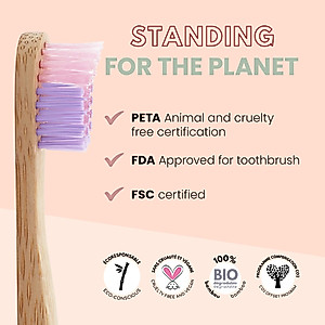 The future is bamboo Unicorn Toothbrush for Kids - Made from Sustainable Bamboo for a Natural & Eco-Friendly Feel, Soft Wave Bristles, Biodegradable Wooden Handle | (Pack of 4, Unicorn)