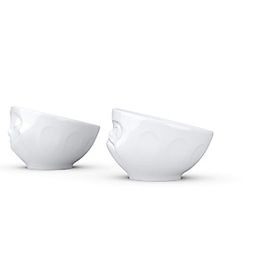 FIFTYEIGHT PRODUCTS TASSEN Porcelain Egg Cup Set No. 3, Happy & Hmpff Face Edition, White (Set of Two Egg Cups)