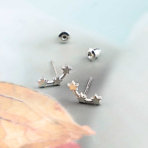 Yheakne Boho Star Ear Climber Earrings Silver Star Crawler Earrings Cluster Star Studs Earrings Vintage Festival Earrings Jewelry for Women (Silver)