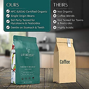 Lifeboost Coffee Ground Medium Roast Coffee - Low Acid Single Origin USDA Organic Coffee - Non-GMO Ground Coffee Third Party Tested For Mycotoxins & Pesticides - 12 Ounces