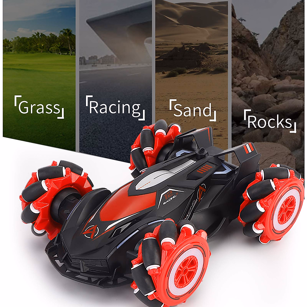 ClassicFun 1:14 Scale Large Remote Control Car,4WD Spray RC Drift Car,RC Crawler Toy Car, Monster Trucks for Boys,Girls,Kids and Adults,with 4 Motors and 3 Rechargeable Batteries (Black Red)
