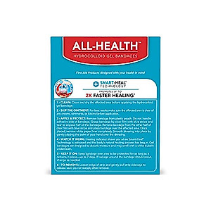 All Health All Health Advanced Fast Healing Hydrocolloid Gel Bandages, Large Wound Dressing, 4 ct | 2X Faster Healing for First Aid Blisters or Wound Care
