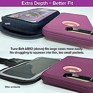 Tune Belt AB92 Cell Phone Running Armband Holder Case for iPhone 14 Pro Max, 14 Plus, 11/12/13 Pro Max, 11/XR/XS Max and Galaxy Note/Plus/Ultra (Extra Depth fits Large Case) - Black