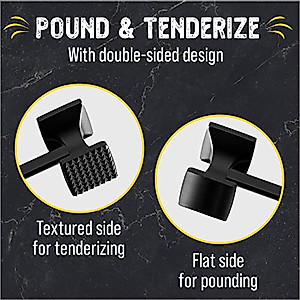 ﻿﻿Checkered Chef Meat Tenderizer Hammer - Dishwasher Safe Metal Kitchen Mallet for Tenderizing Chicken, Beef, Pork & Nuts with Non-Slip Grip